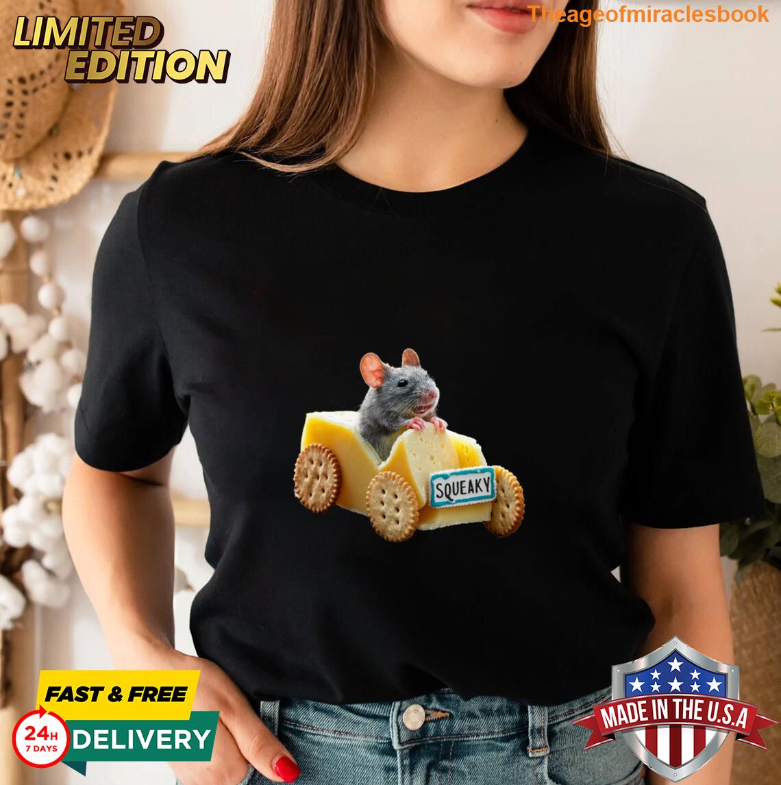 Mouse Driving Cheese Car Meme T-shirt