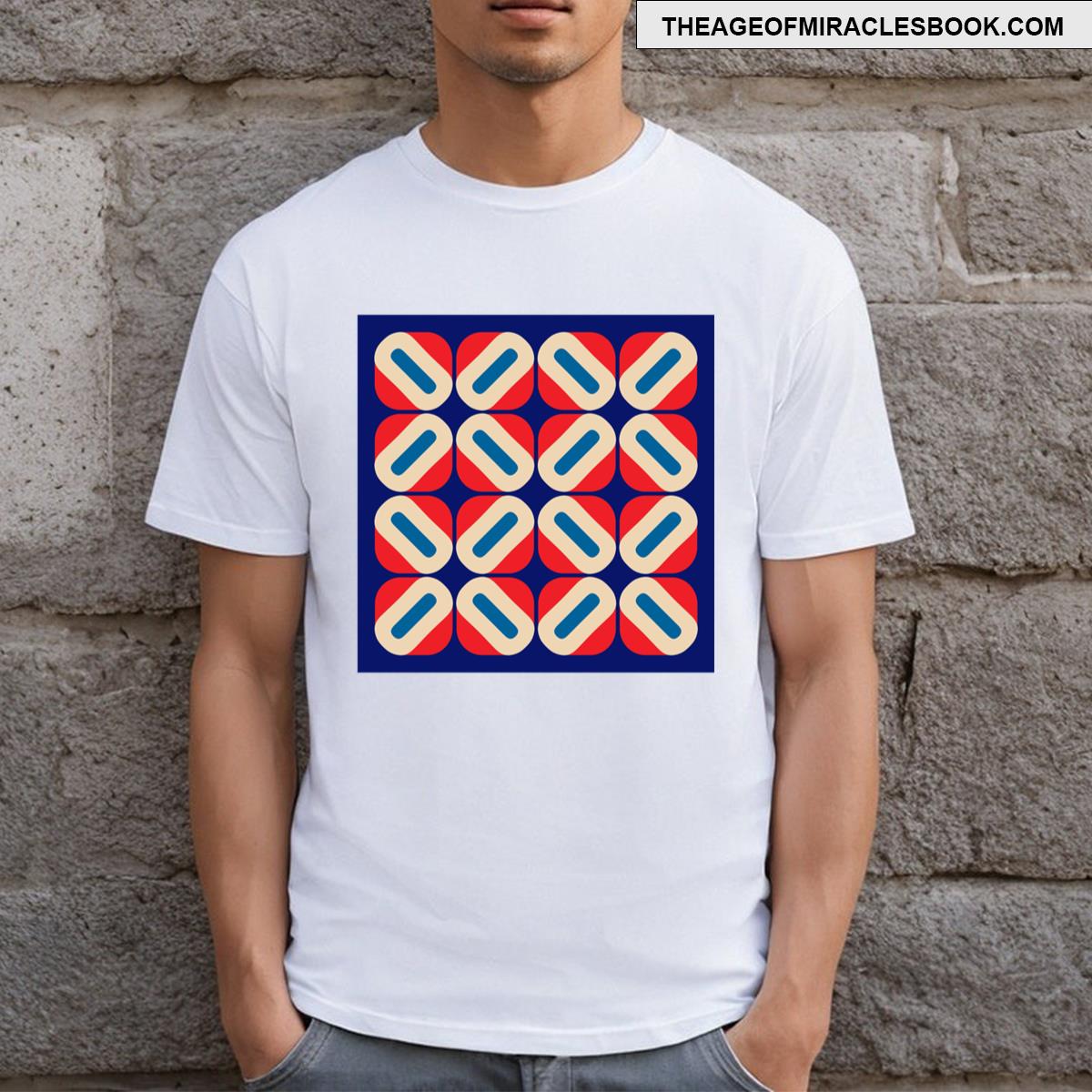 Retro Geometric Pattern Red And Blue T-shirt