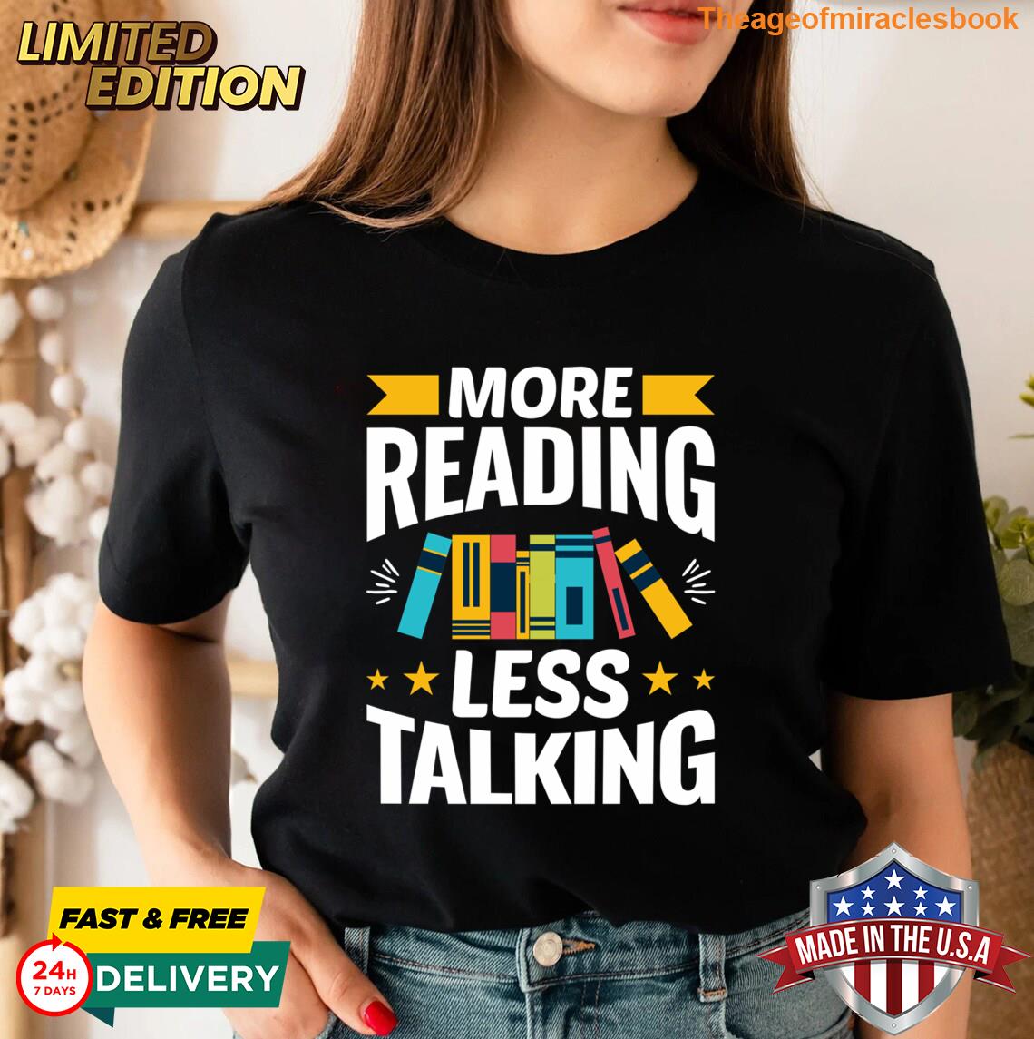 More Reading Less Talking Bookworm Introvert Essential T-shirt