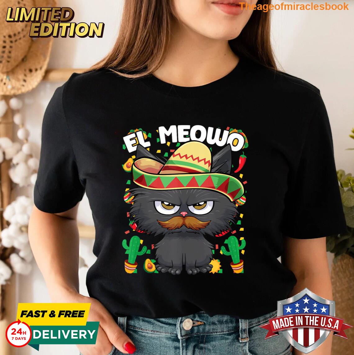 El Meowo Mexican Funny Cinco De Mayo Cat T-shirt