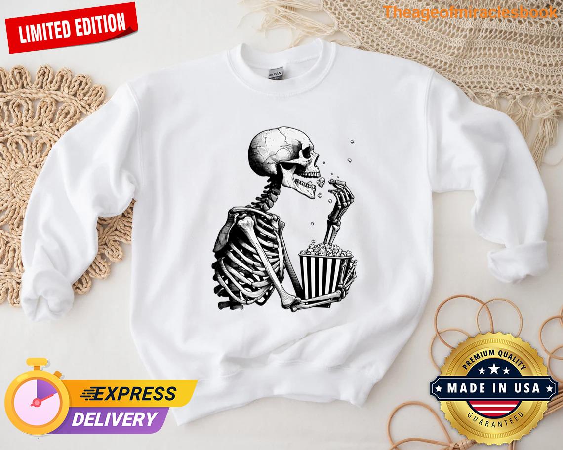 Skeleton Eating Pop Corn T-shirt