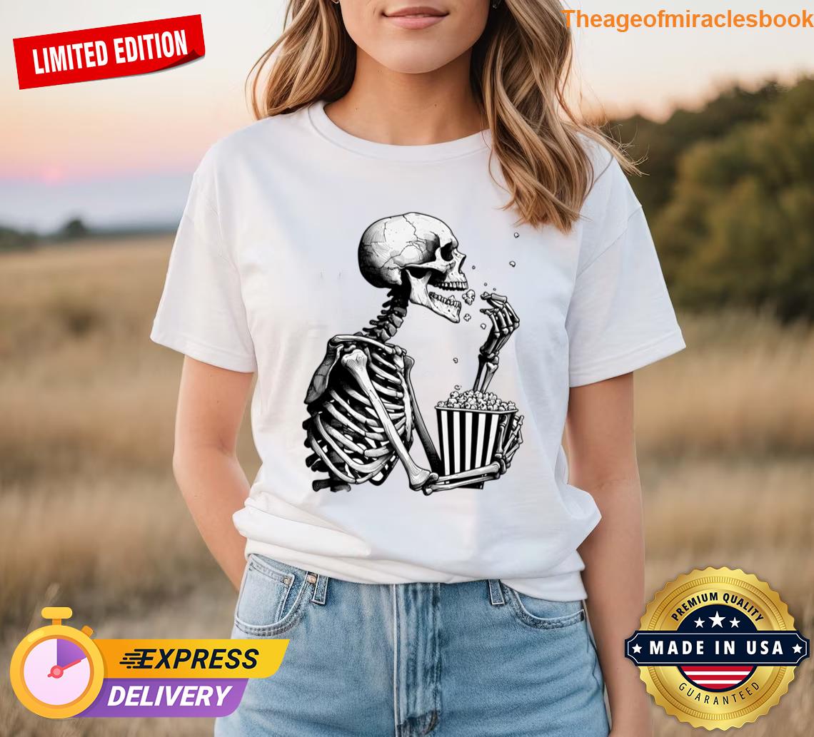 Skeleton Eating Pop Corn T-shirt