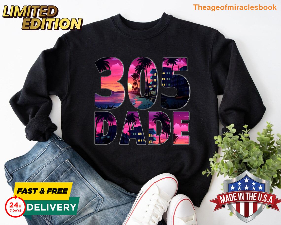 305 Dade County Pride Love Miami Skyline Flamingo Colors 305 T-shirt