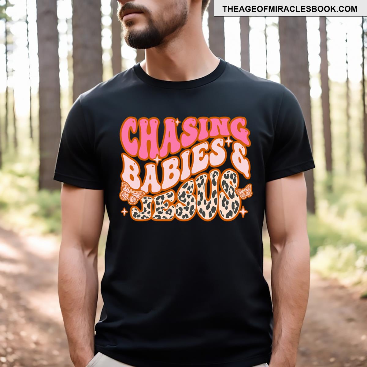 Chasing Babies And Jesus Groovy Leopard Christian T-shirt