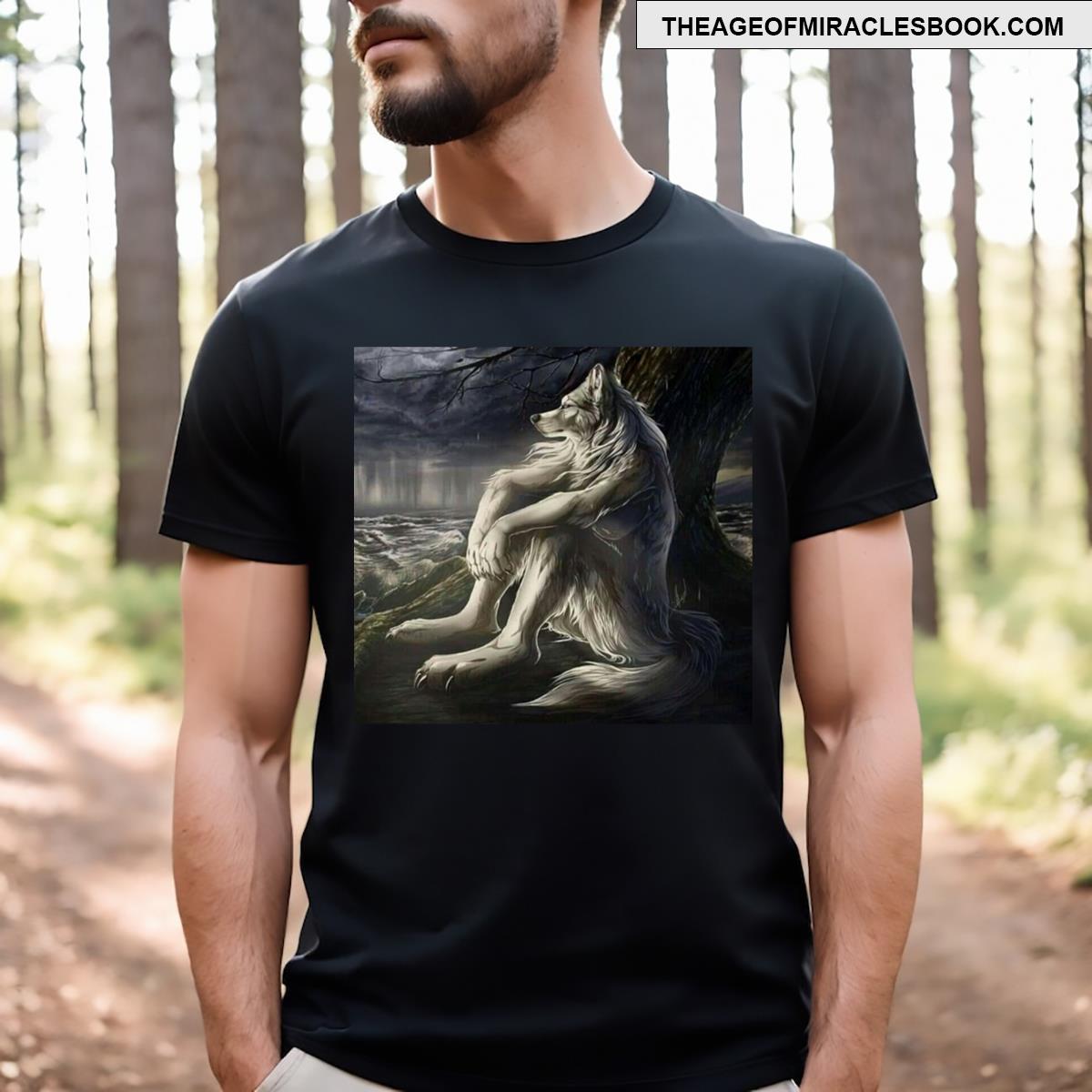 Emo Wolf Sitting T-shirt