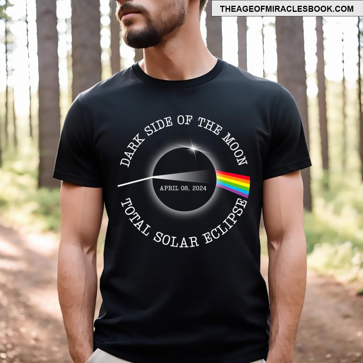 Total Solar Eclipse 2024 Rainbow Totality Dark Side Moon T-shirt
