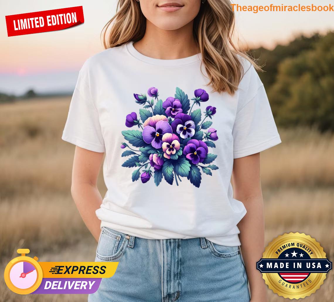 Alzheimer Purple Floral Pansy Dementia Alzheimer's Awareness T-shirt
