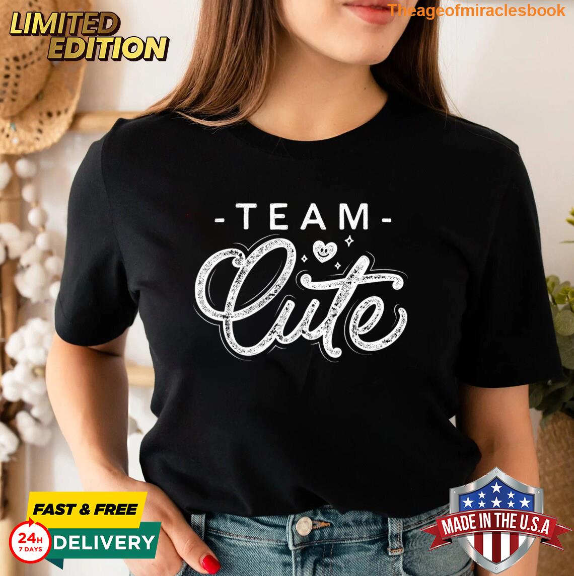 Team Cute Hand Lettering T-shirt