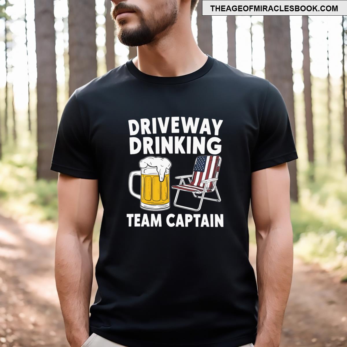 Drinking Team Captain Beer Driveway Drinker Us Flag Driveway T-shirt
