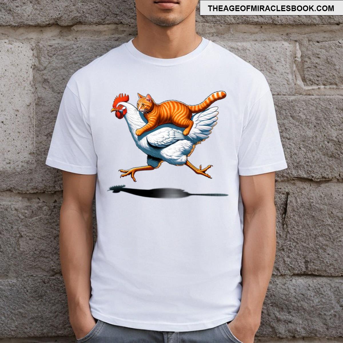 Cat Riding Chicken Funny Cat Riding Chicken T-shirt