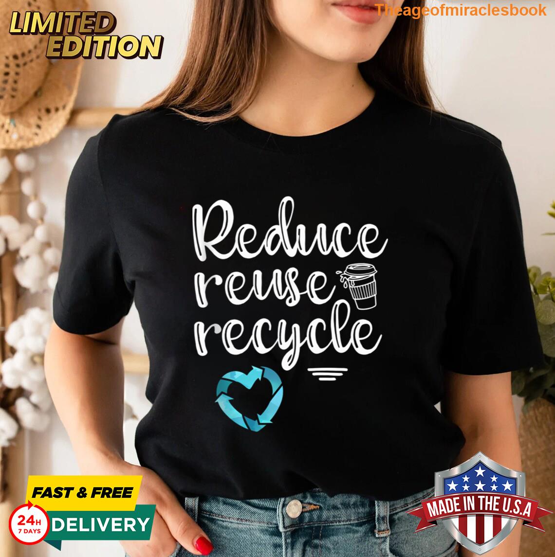 Plastic Recycling Heart Earth Day T-shirt