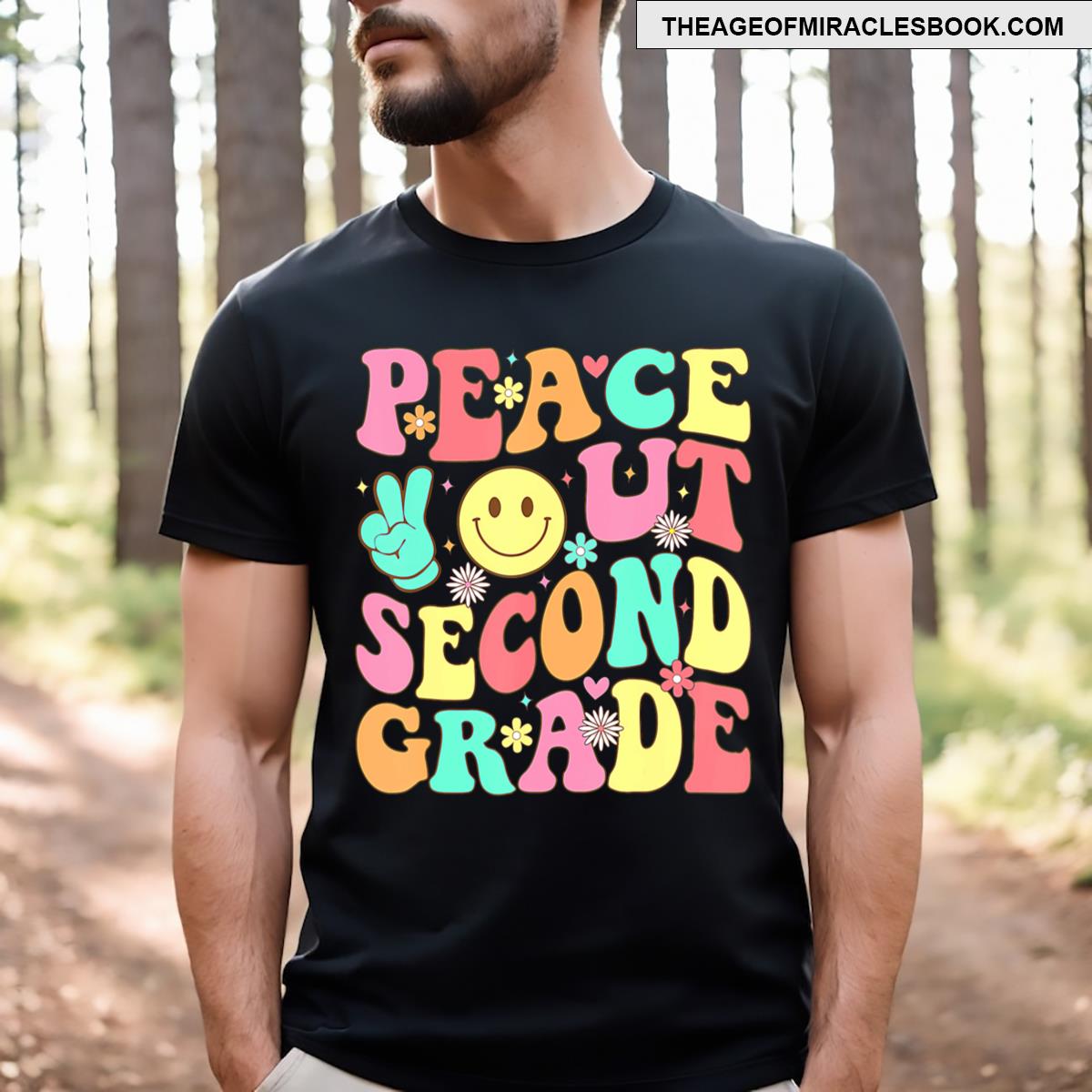 Peace Out Second Grade Groovy 2nd Grade Last Day Of School T-shirt