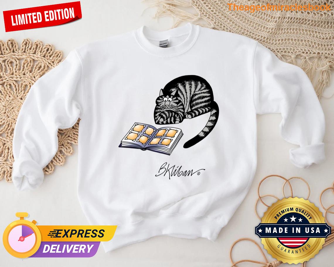 B Kliban Cat Cat Reading Book T-shirt