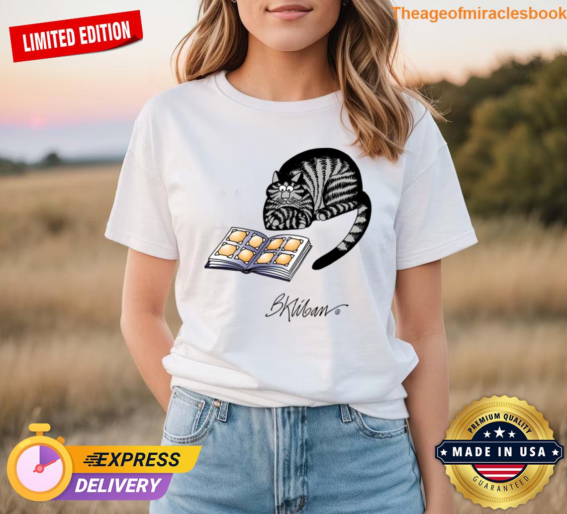 B Kliban Cat Cat Reading Book T-shirt