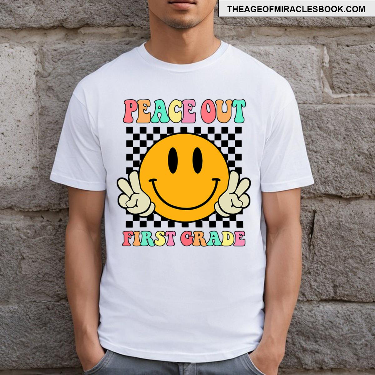 Peace Out First Grade Cute Groovy Last Day Of 1st Grade T-shirt
