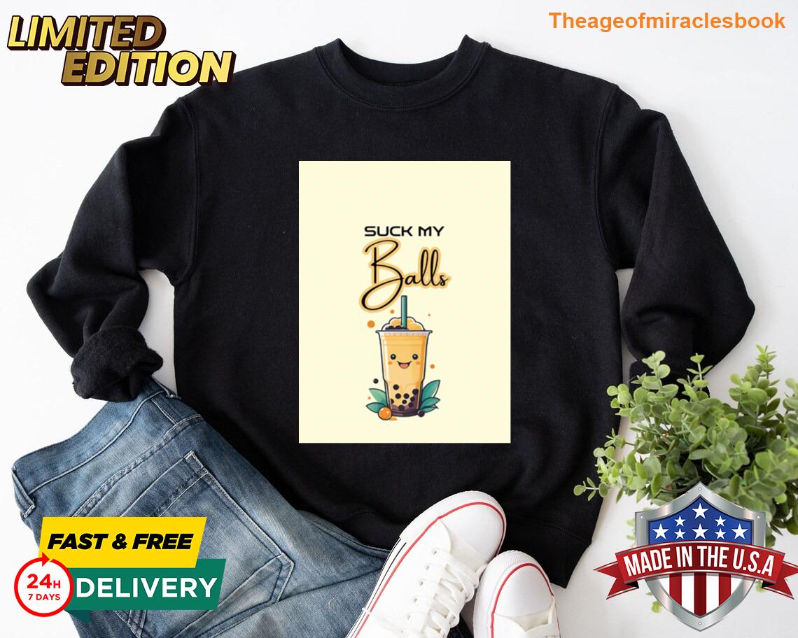 Suck My Balls Happy Bubble Tea Graphic T-shirt
