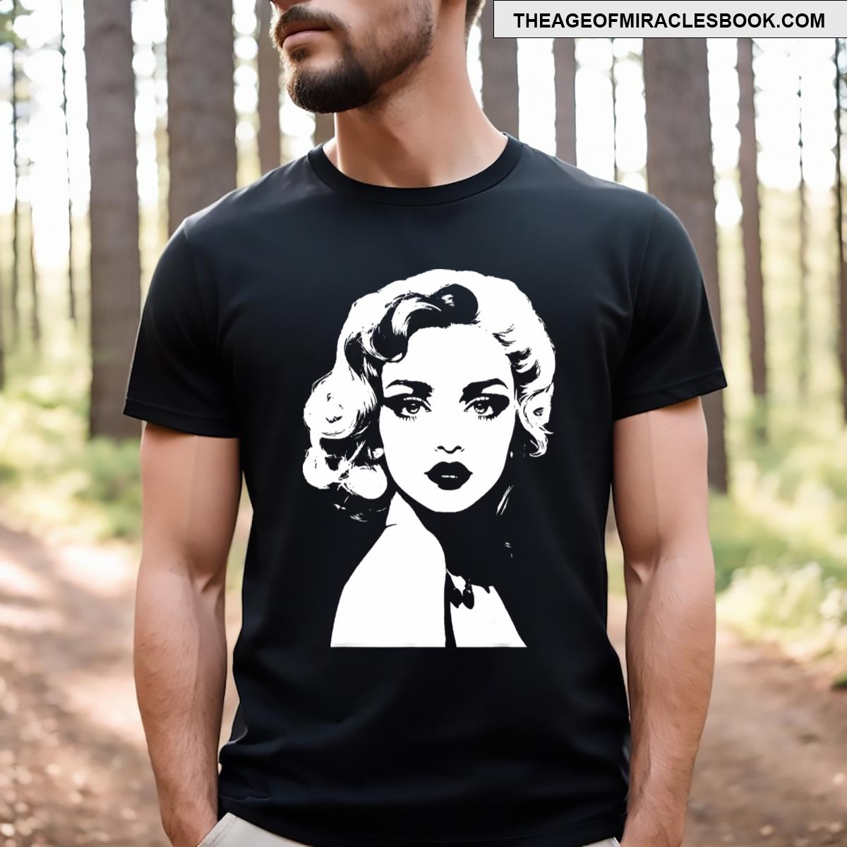 Pretty Girl Woman With Blond Hair Black White Shapes Mania T-shirt