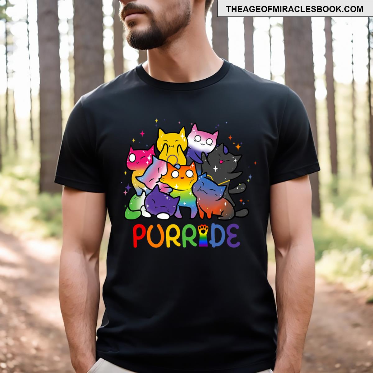Purride Cat Pride Ally Lgbt Rainbow Animal Lovers Kids T-shirt