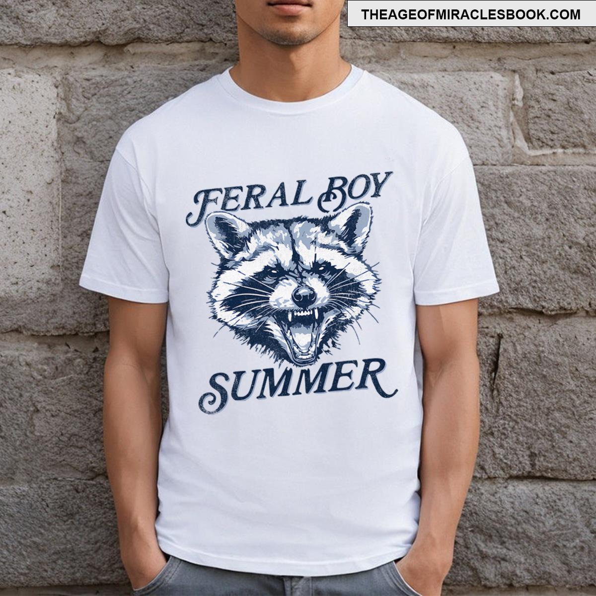 Feral Boy Summer Funny Raccoon Meme Trash Panda Raccoon T-shirt