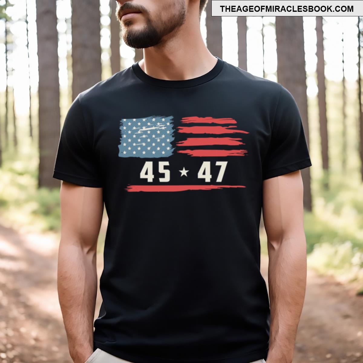 45 47 Trump President Vintage American Flag 2024 Pocket T-shirt