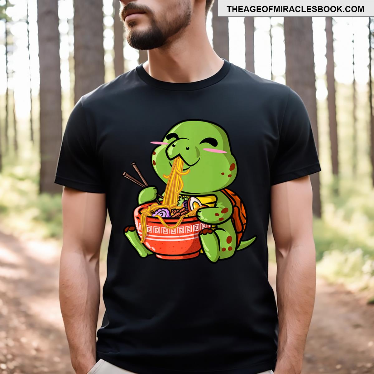 Kawaii Turtle Ramen Bowl Anime Otaku Japanese Noodles T-shirt