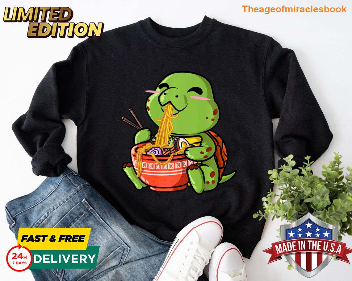 Kawaii Turtle Ramen Bowl Anime Otaku Japanese Noodles T-shirt