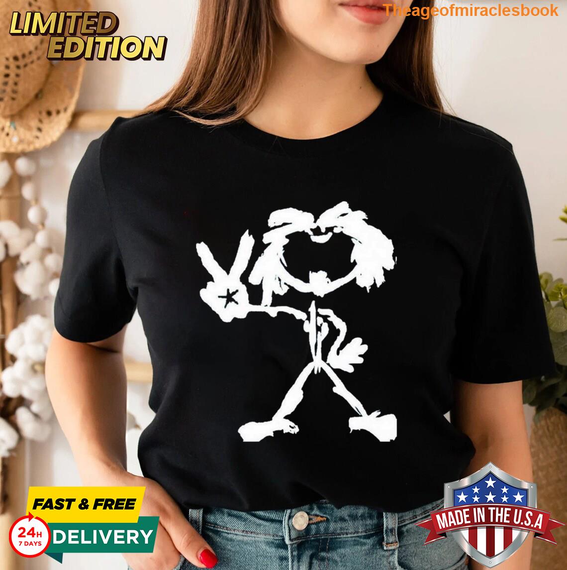 White Peace Out Man T-shirt