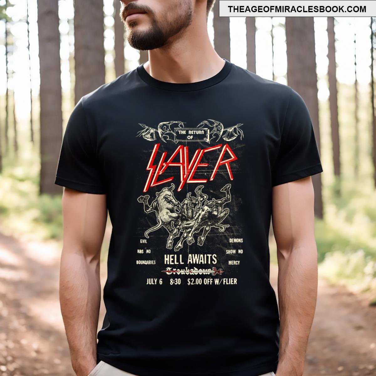 Slayer Small Logo Vintage Flyer Front Back Print T-shirt