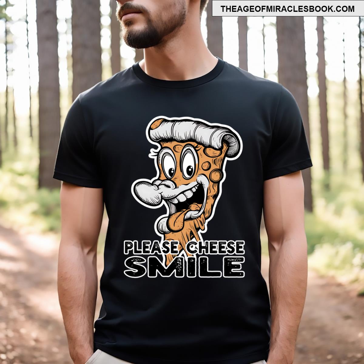 Please Cheese Smile Funny Pizza Cartoon T-shirt