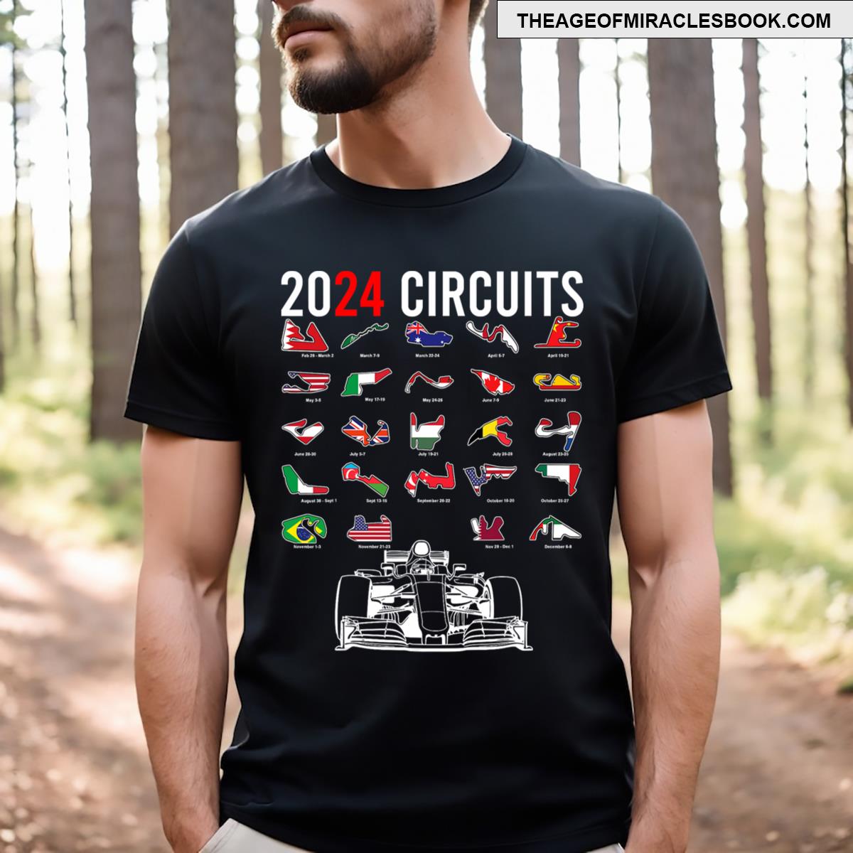 Formula Racing 2024 Open Wheel Race Car Fan World Circuits T-shirt