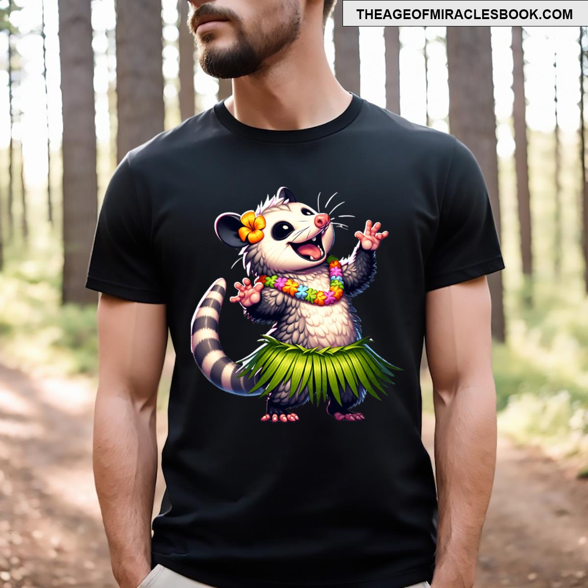 Funny Dancing Hula Possum Wildlife Tropical Cartoon T-shirt