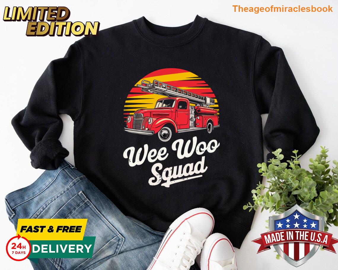 Vintage Wee Woo Squad Fire Truck Firefighter Emergency T-shirt