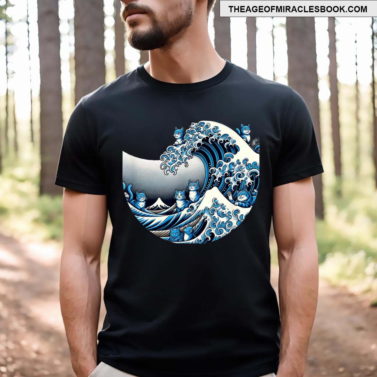 Cute Wave Of Blue Cats Blue Cats Wave T-shirt