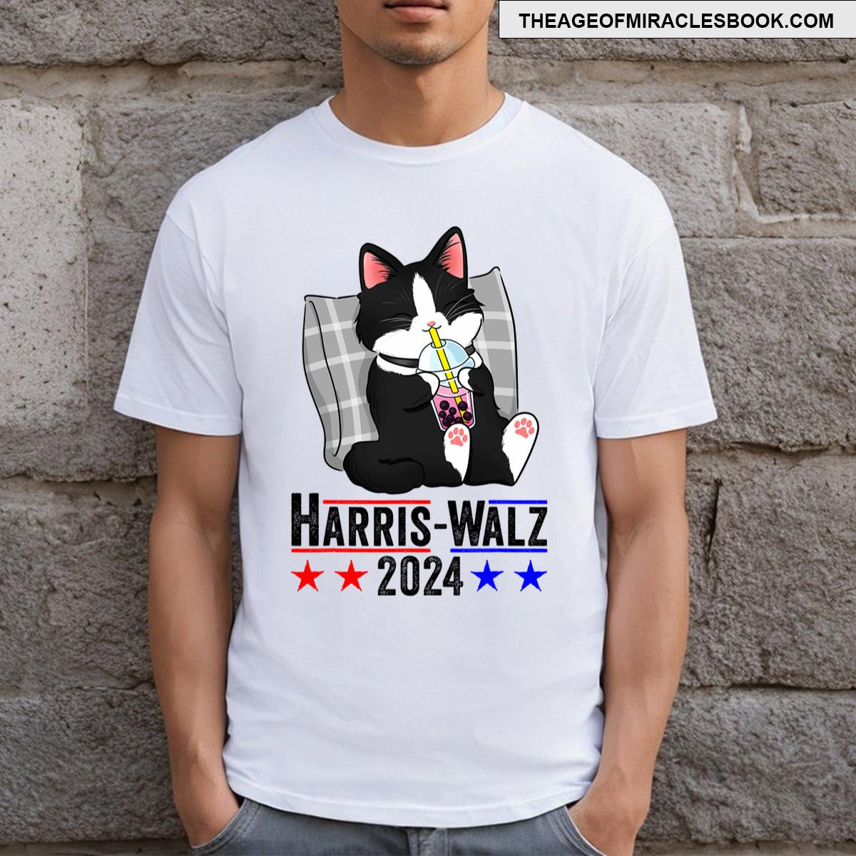 Harris Walz 2024 Funny Cat Graphic Kamala Harris Tim Waltz T-shirt