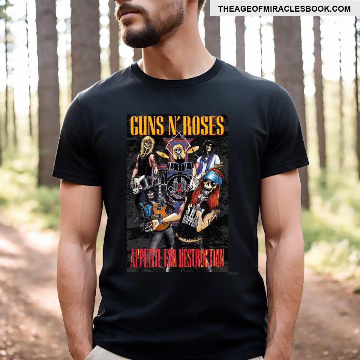 Ggunss N Roses Appetite For Destruction Skull Design T-shirt