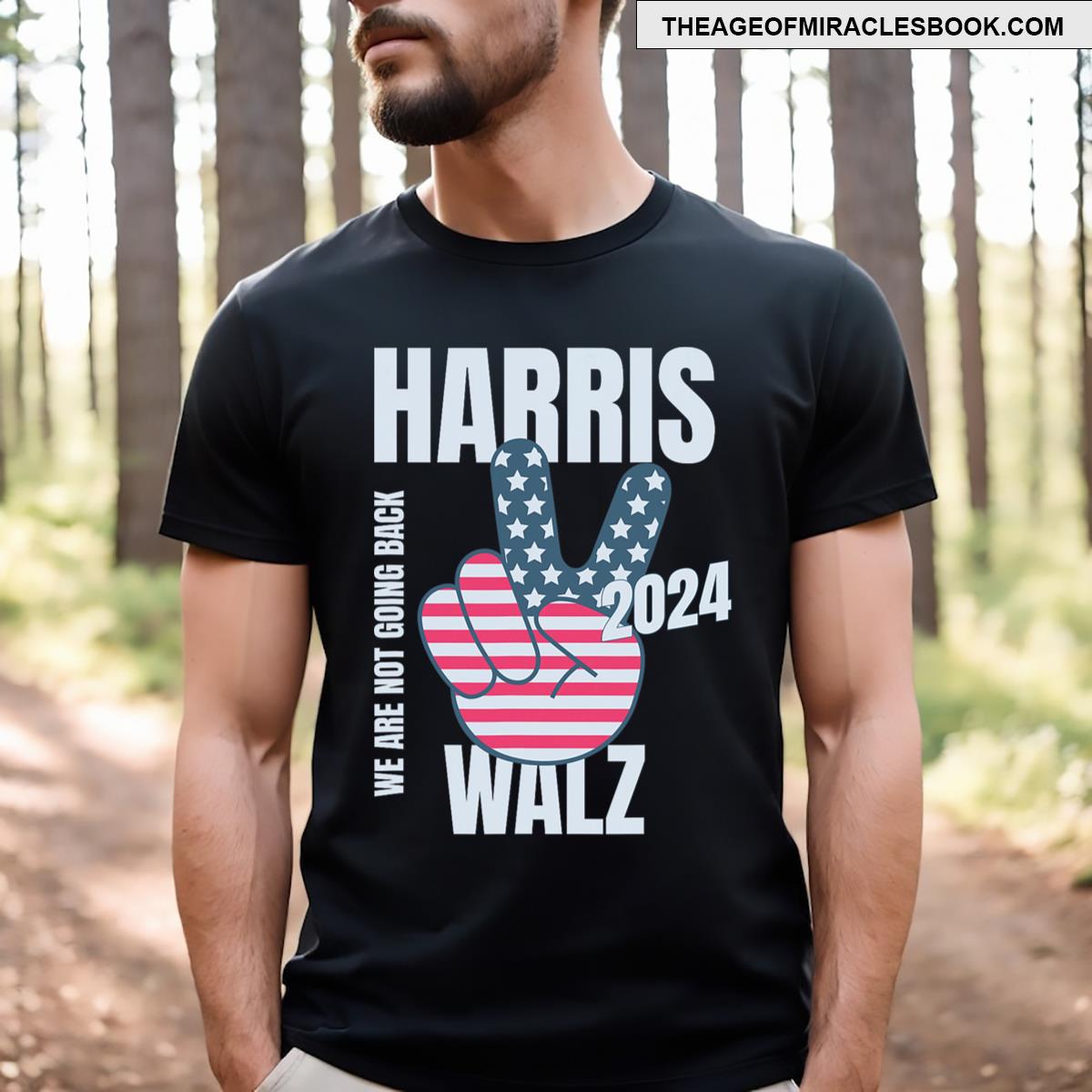 Kamala Harris Tim Walz 2024 Vote Election Peace Sign Flag T-shirt