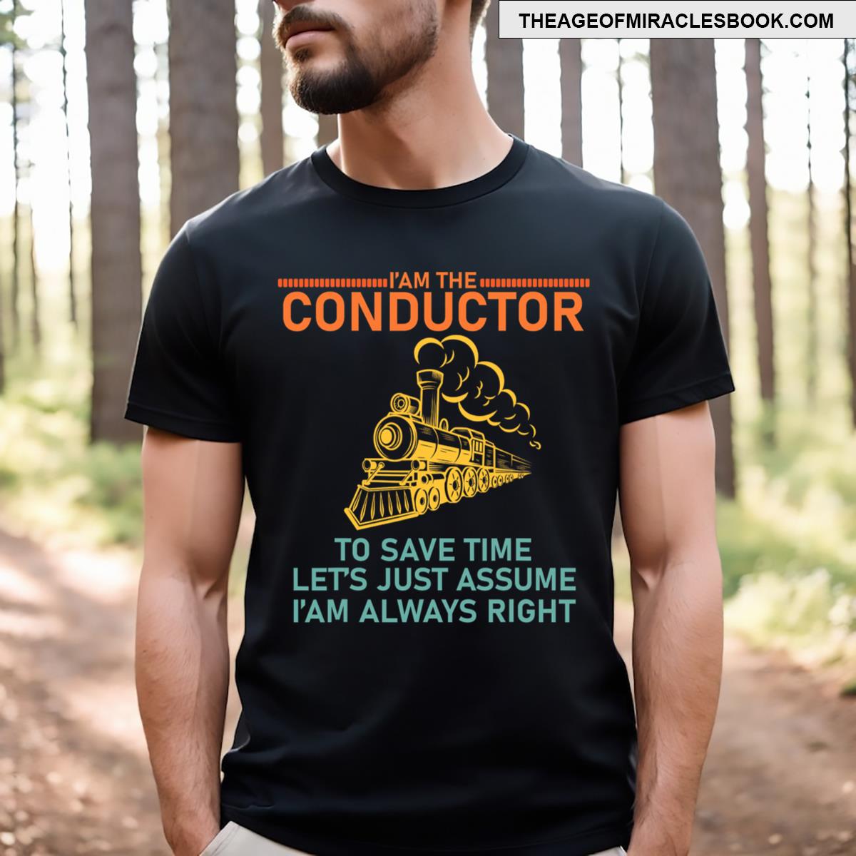 Funny Train Conductor Art For Men Railway Train Lover T-shirt