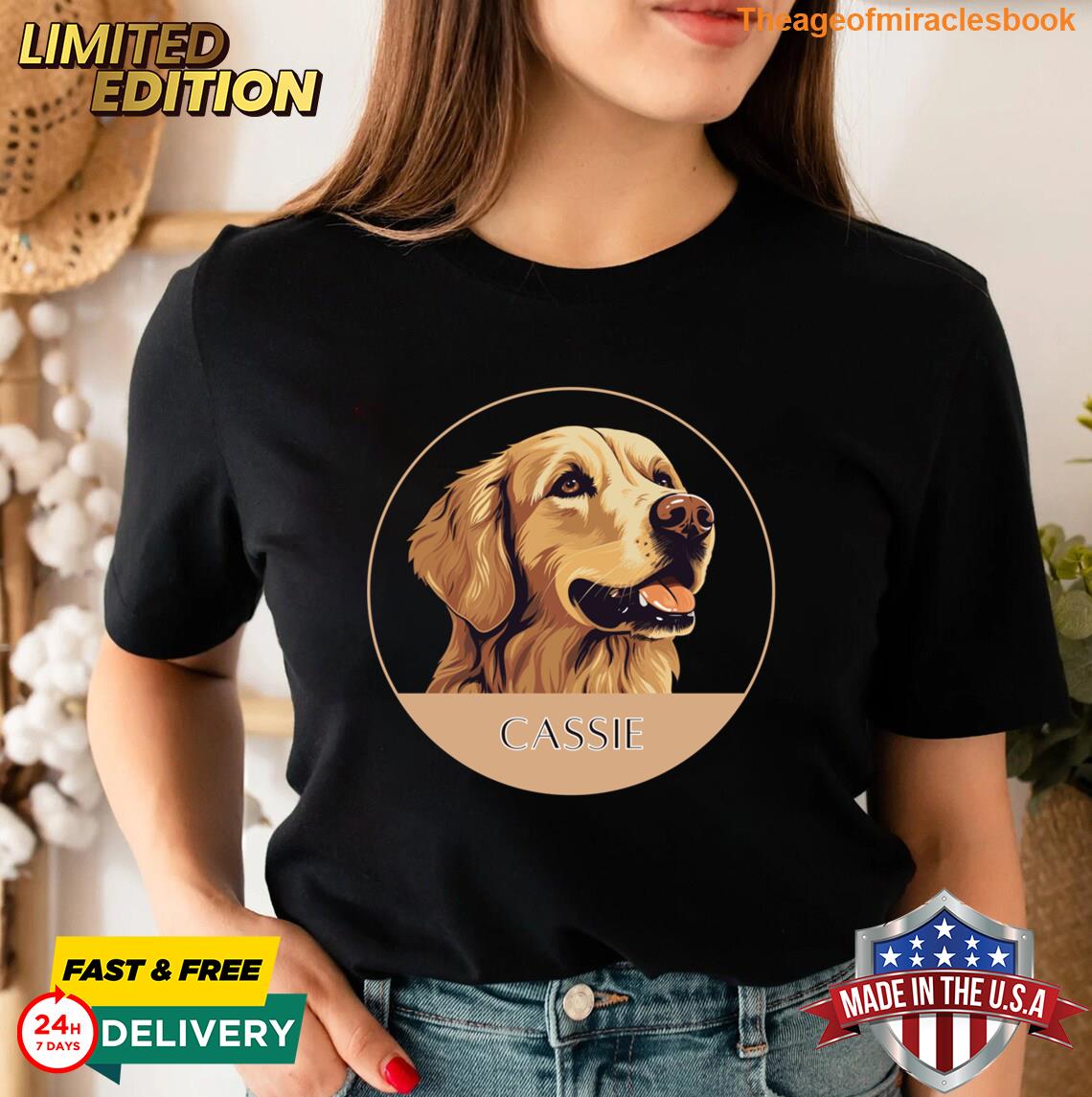 Golden Retriever Dog Sign With Name Cassie 1 T-shirt