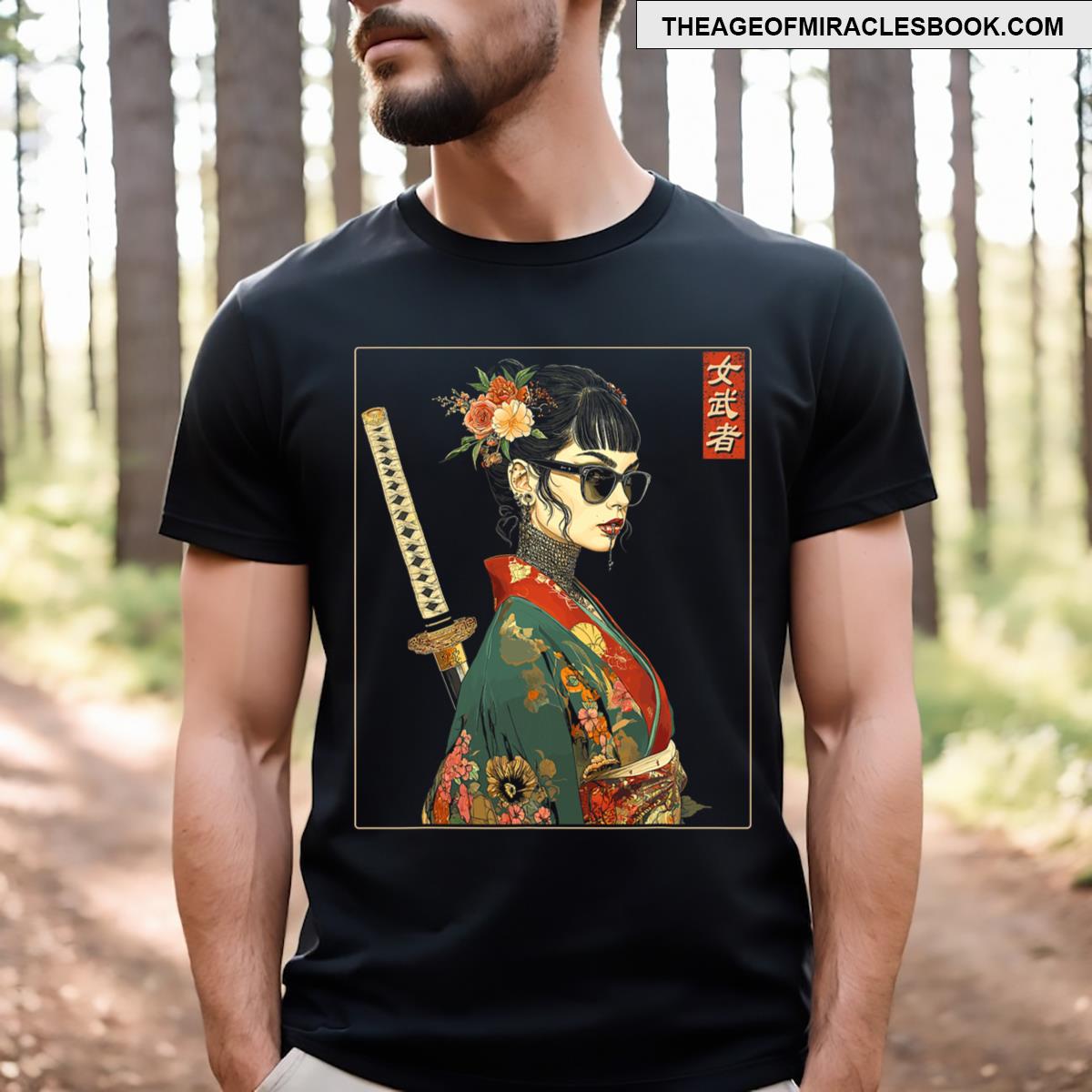 Japanese Gothic Samurai Art Woman With Katana Sword T-shirt