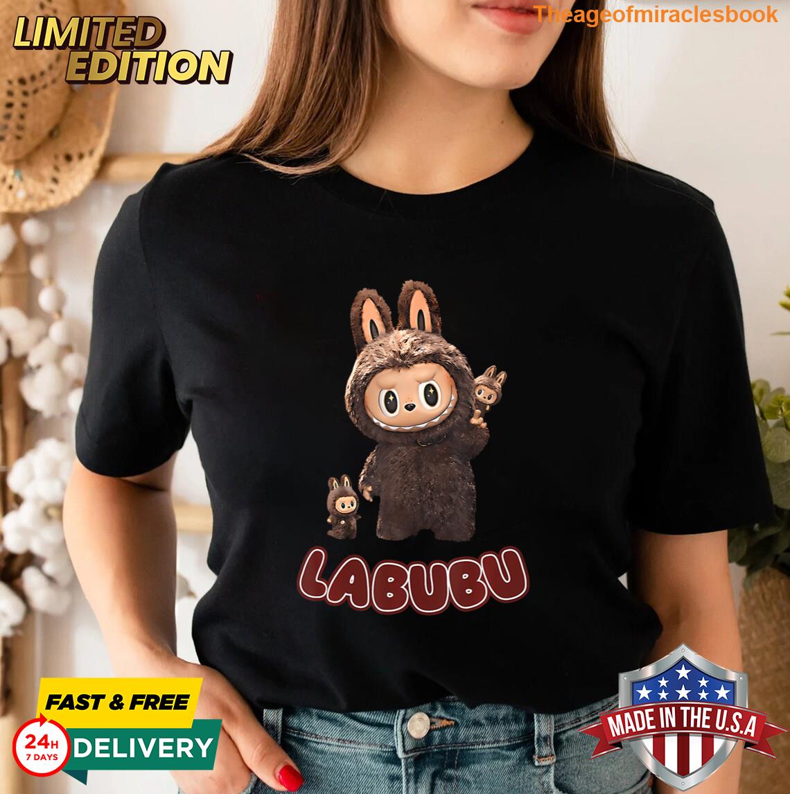 Funny Brown Labubu Cute Labubu The Monsters Meme T-shirt