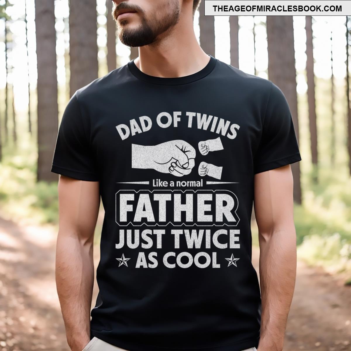 Mens Dad Of Twins 2024 Father Twice As Cool Twin Dad Fathers Day T-shirt