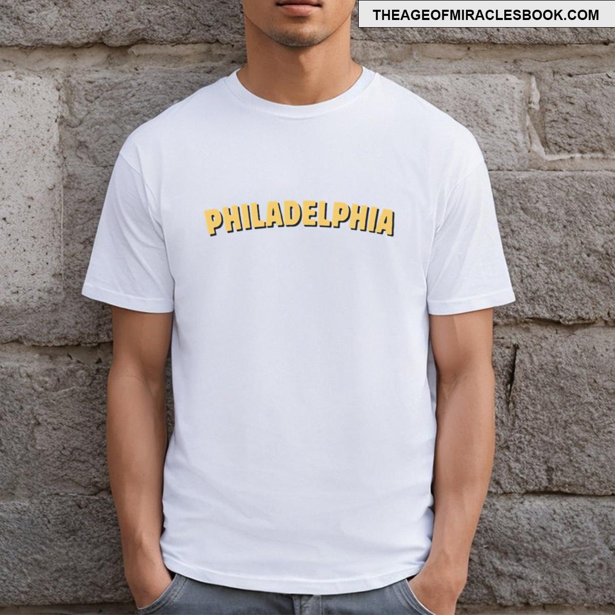 Philadelphia Block Typeface In Gold T-shirt