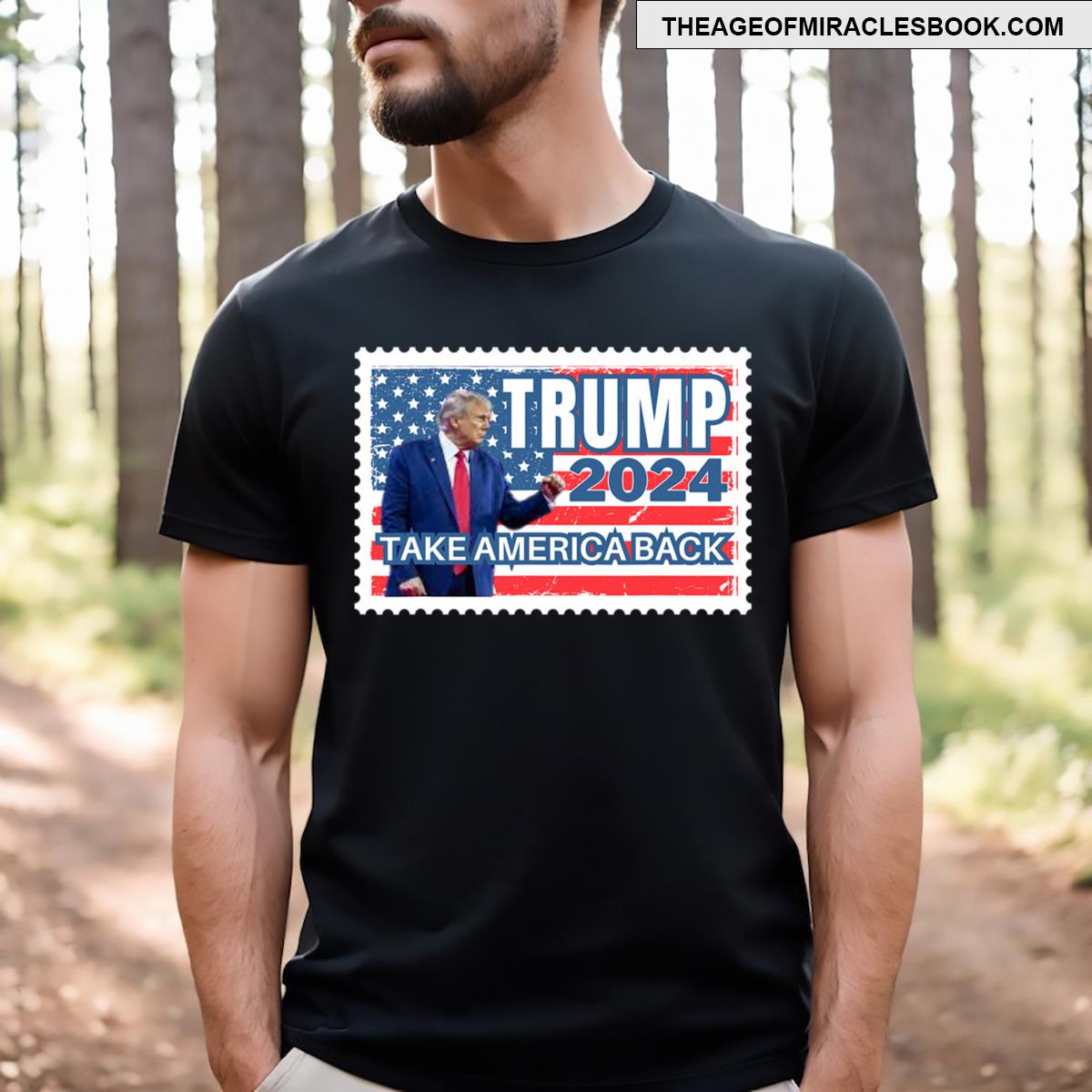 Trump 2024 Usa Flag Take America Back Election Postage Stamp T-shirt