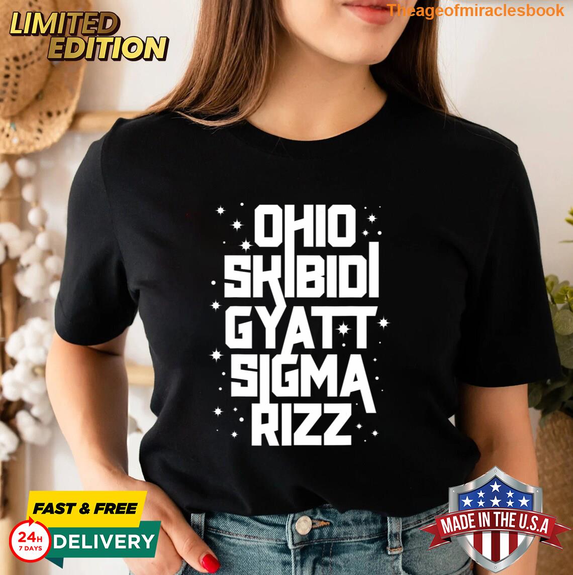 Skibidi Rizz Gyatt Ohio Sigma Funny Rizzler Gift Toilet Meme T-shirt