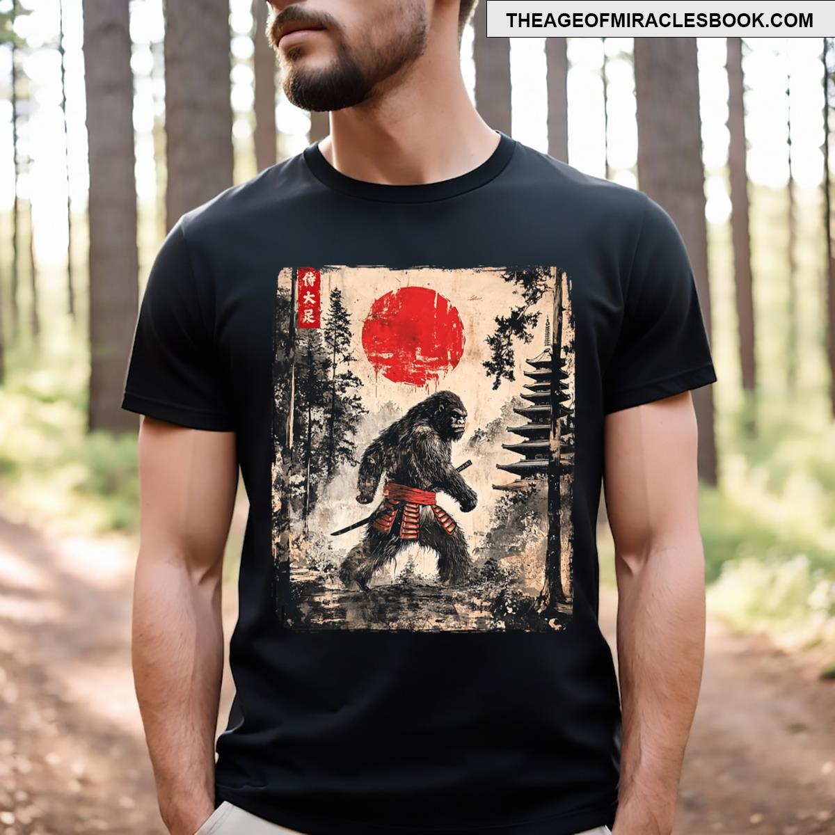 Samurai Bigfoot Japanese Vintage Graphic Ukiyo E Art Funny T-shirt