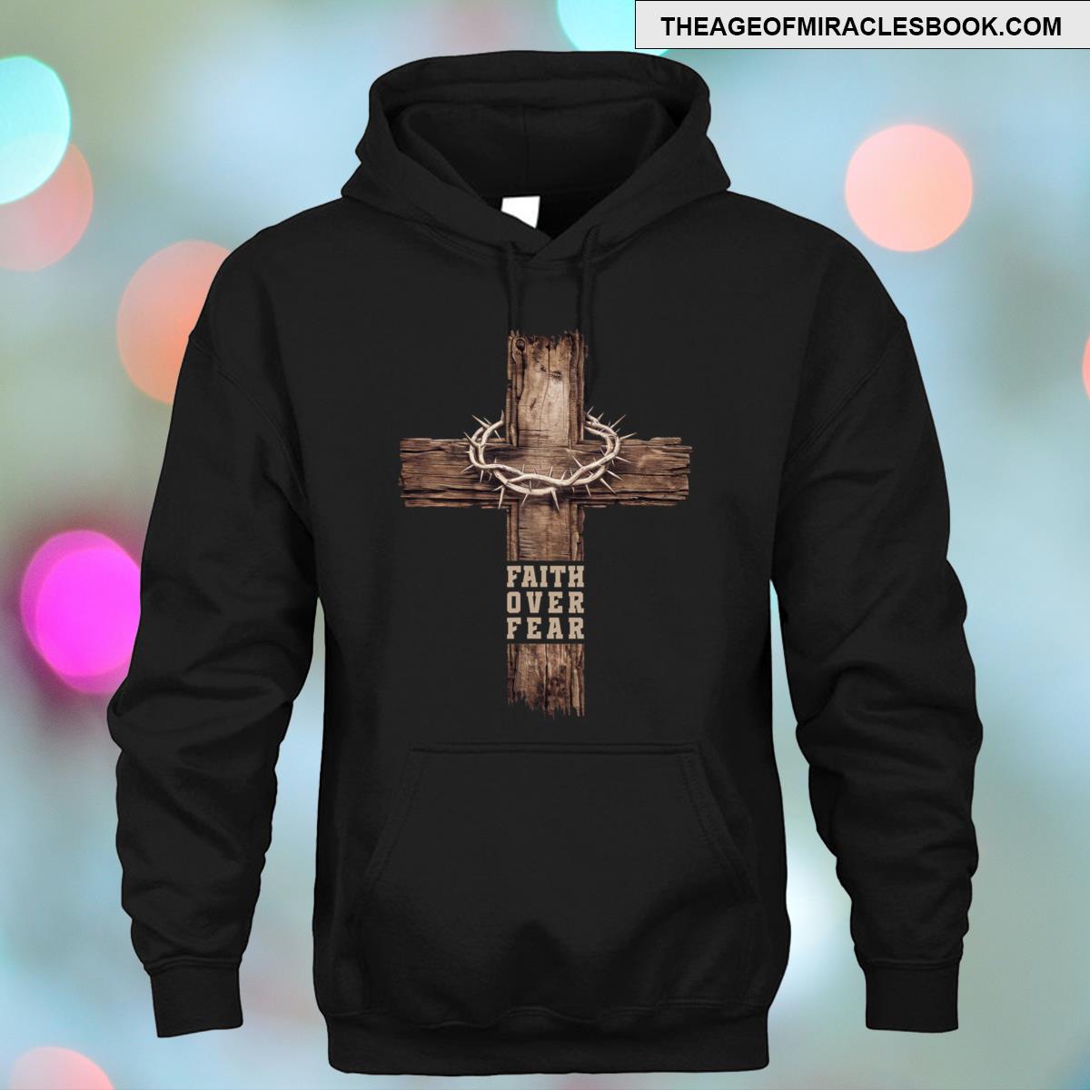 Faith Over Fear Men Cross Crown Of Thorns Christian T-shirt