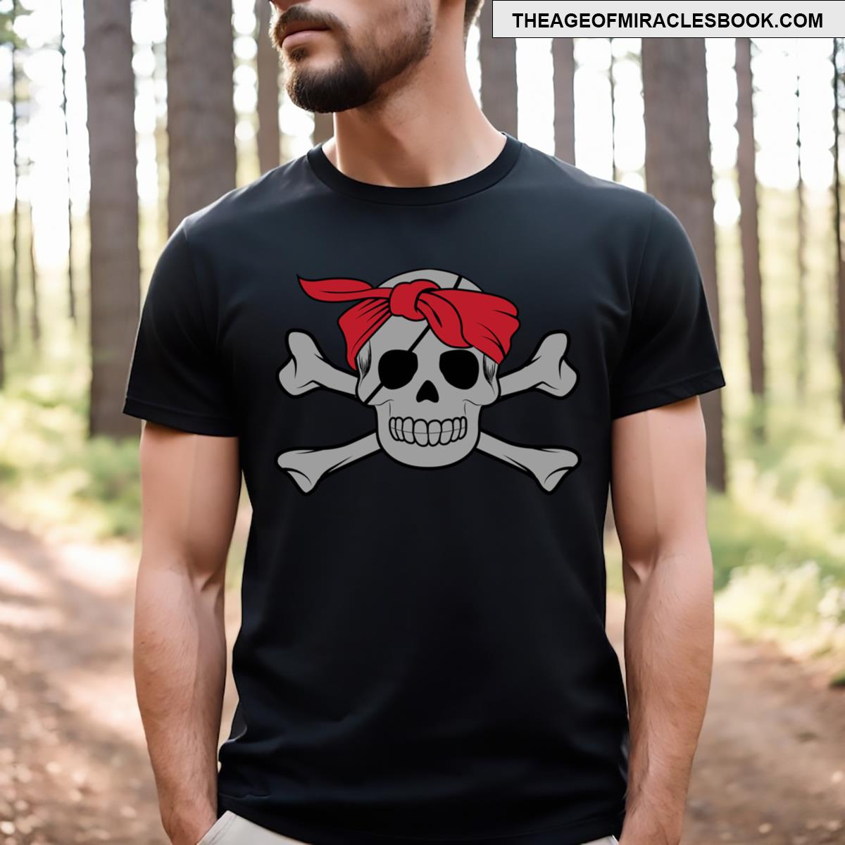 Funny Pirate Costume Buccaneer Jolly Roger Bones Gifts T-shirt