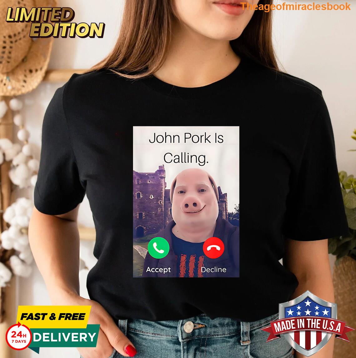 John Pork Is Calling Funny Brainrot T-shirt