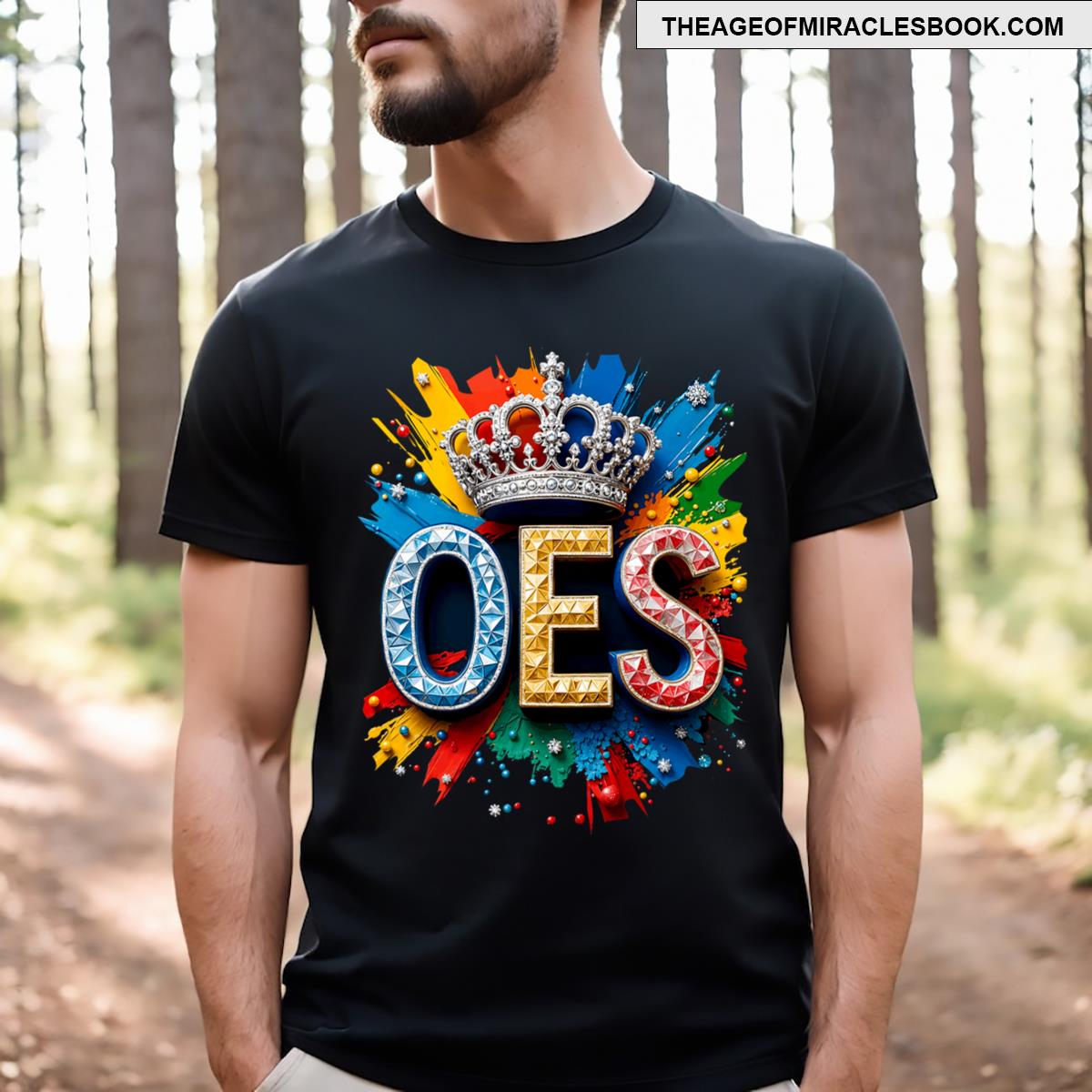 Oes Queen Crown Diamond Watercolor Order The Eastern Star T-shirt