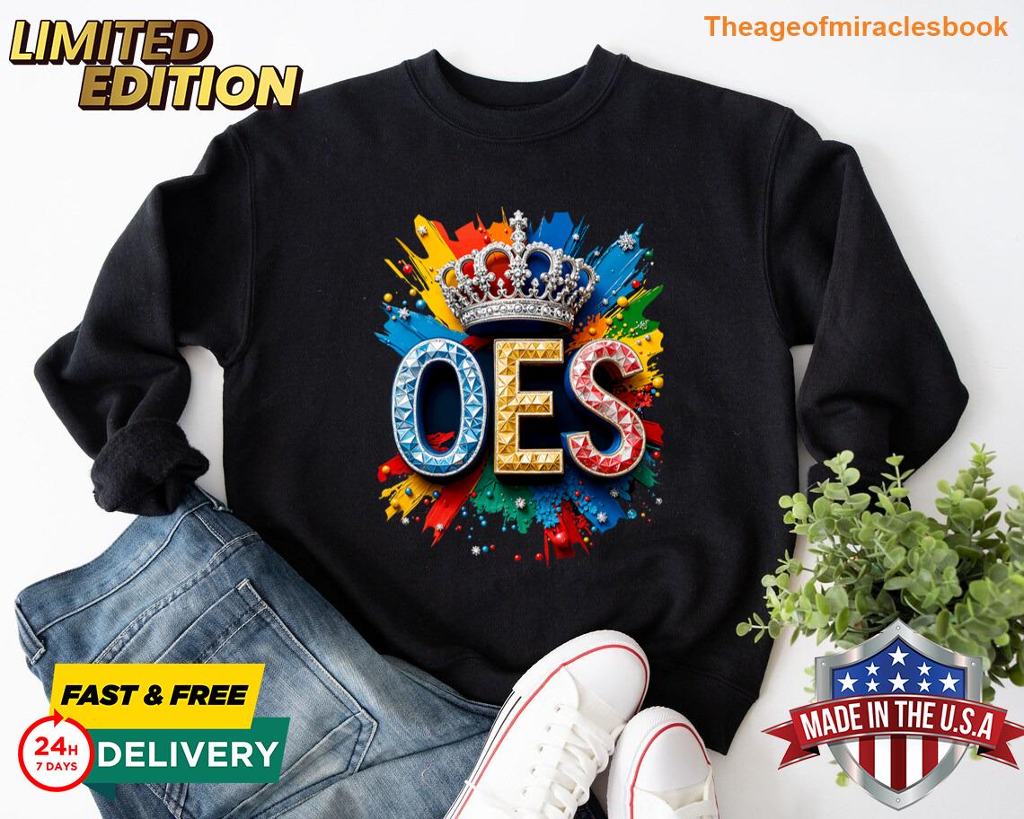 Oes Queen Crown Diamond Watercolor Order The Eastern Star T-shirt